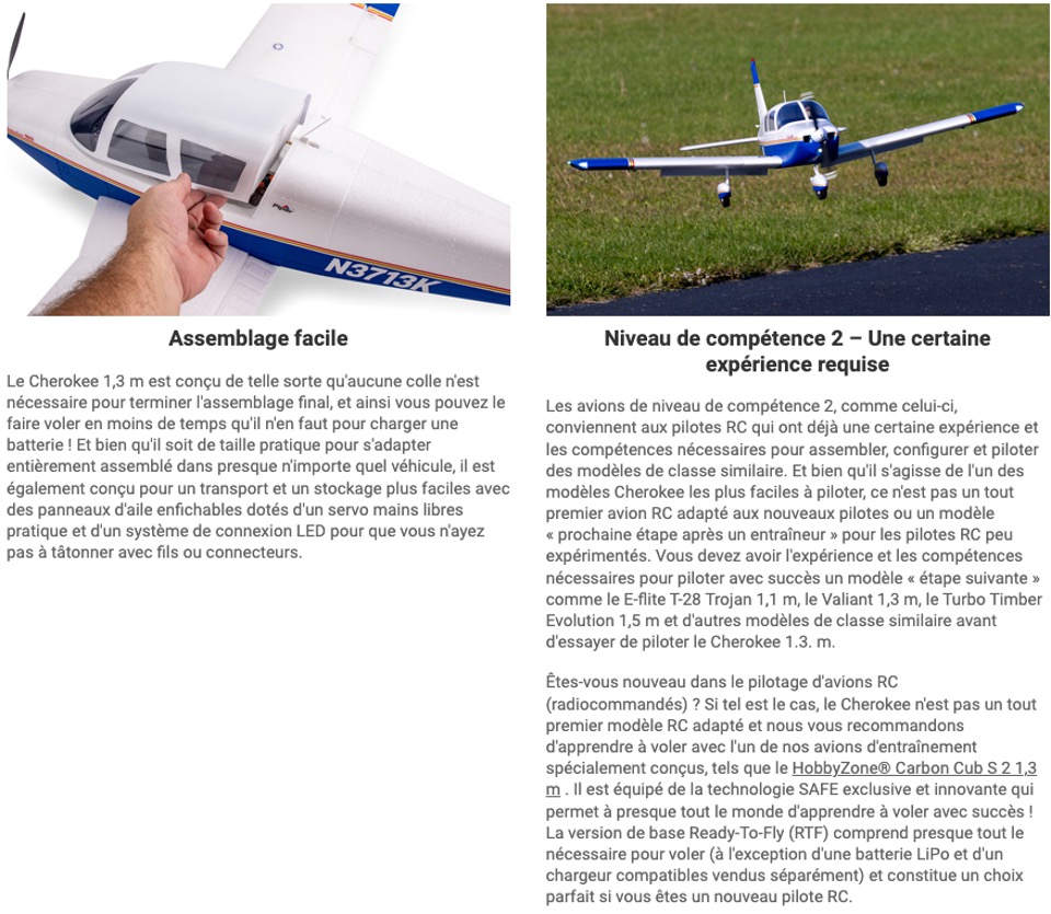 E-flite Cherokee 1,3m PNP ou BNF Basic AS3X/SAFE